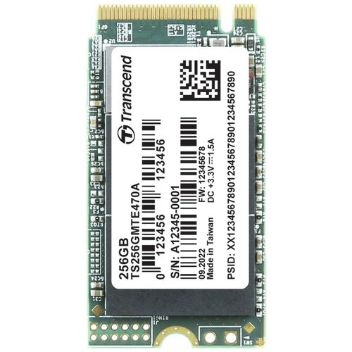 Transcend TS256GMTE470A M.2 NVMe 256GB, 2242, PCIe Gen 3x4, 3D NAND, DRAM-less, Read up to 2000MB/s, Write up to 1700 MB/s, Single-sided, Tray pack