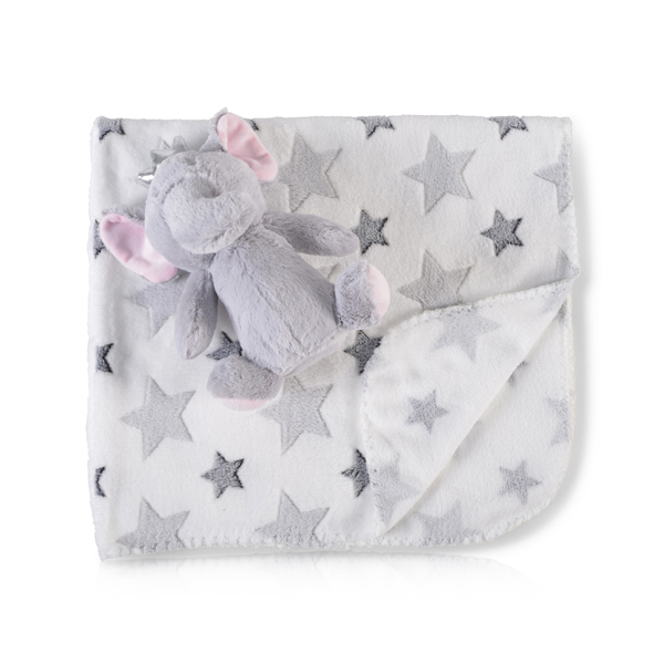 Cangaroo Bebi ćebe 90x75cm sa igračkom Little Elephant Grey CAN7537