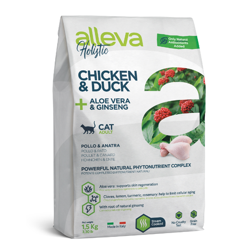 Alleva Holistic Adult Cat Chicken &amp; Duck + Aloe Vera &amp; Ginseng 10 kg