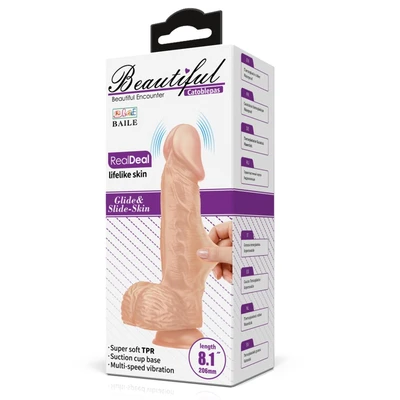 Penis vibro dildo 21cm sa rastegljivom kožicom