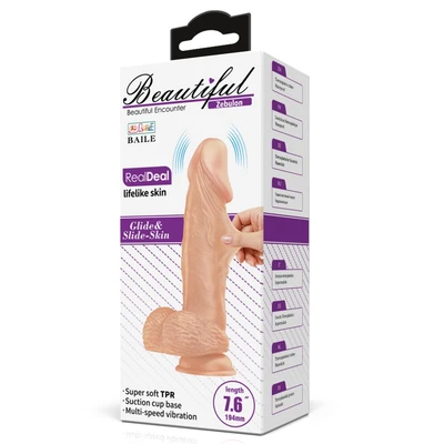 Penis vibro dildo 19cm sa rastegljivom kožicom