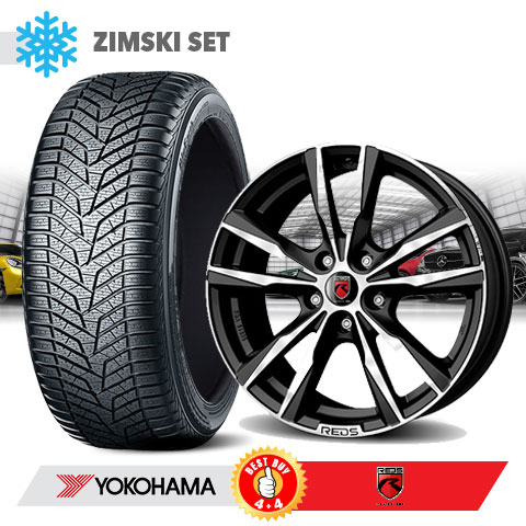 215/55 R18 SET Z YOKOHAMA + REDS K2 MB POL 5/114.3 + TPMS