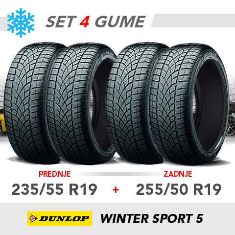 235/55 R19 x2 + 255/50 R19 x2 DUNLOP WINT SPT 5 SUV SET 4 GUME