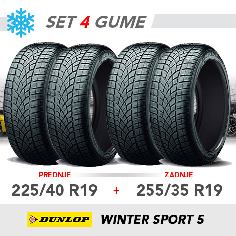 225/40 R19 x2 + 255/35 R19 x2 DUNLOP WINT SPT 5 SET 4 GUME