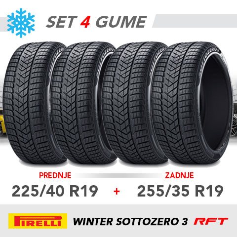 225/40 R19 x2 + 255/35 R19 x2 RFT PIRELLI WSZer3 dot22 SET 4 GUME