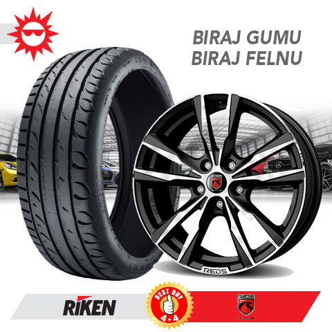 225/55 R17 SET RIKEN + REDS K2 BP 5/115