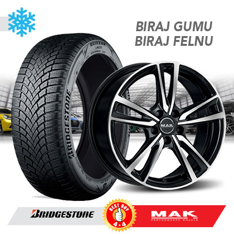 215/65 R16 SET Z BRIDGESTONE + MAK ICONA BLK 4/108