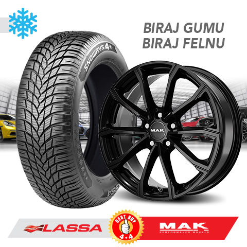 205/60 R16 SET Z LASSA + MAK DAVINCI BLK 5/100