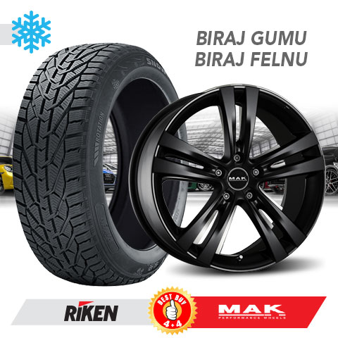 185/65 R15 SET Z RIKEN + MAK ZENITH BLK 4/100