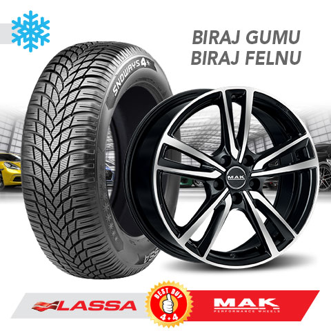 195/55 R16 SET Z LASSA + MAK ICONA BLK 4/108