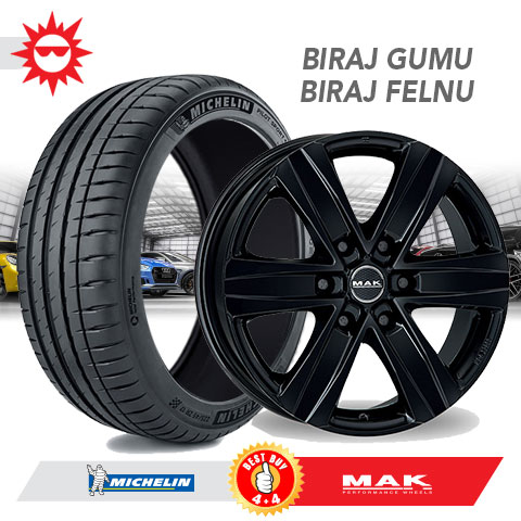 265/60 R18 SET MICHELIN + MAK STONE 6 BLK 6/139.7 + TPMS