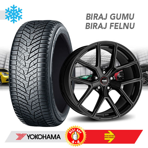 245/40 R19 SET Z YOKOHAMA + MOMO RF01 STA BLK 5/112 + TPMS