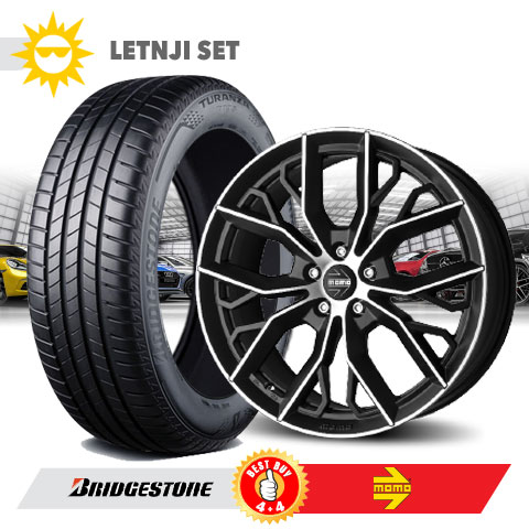 235/45 R18 SET BRIDGESTONE + MOMO MAS MB POL 5/108 + TPMS