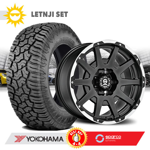 255/60 R18 SET YOKOHAMA + SPARCO DAKAR BLK POL 5/130 + TPMS