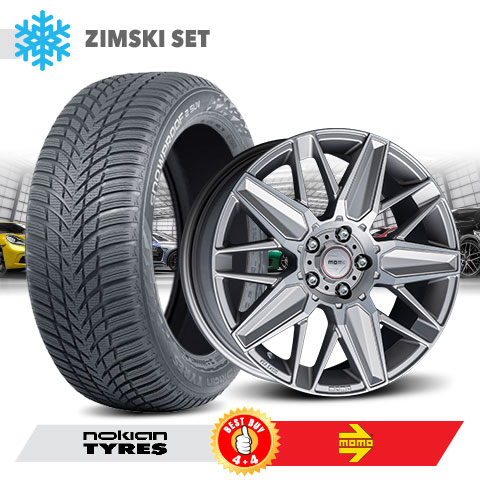 235/55 R18 SET Z NOKIAN + MOMO EVOL TS POL 5/108 + TPMS