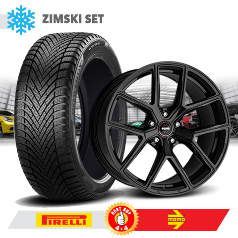 235/60 R18 SET Z PIRELLI + MOMO RF01 SB BLK 5/114.3 + TPMS