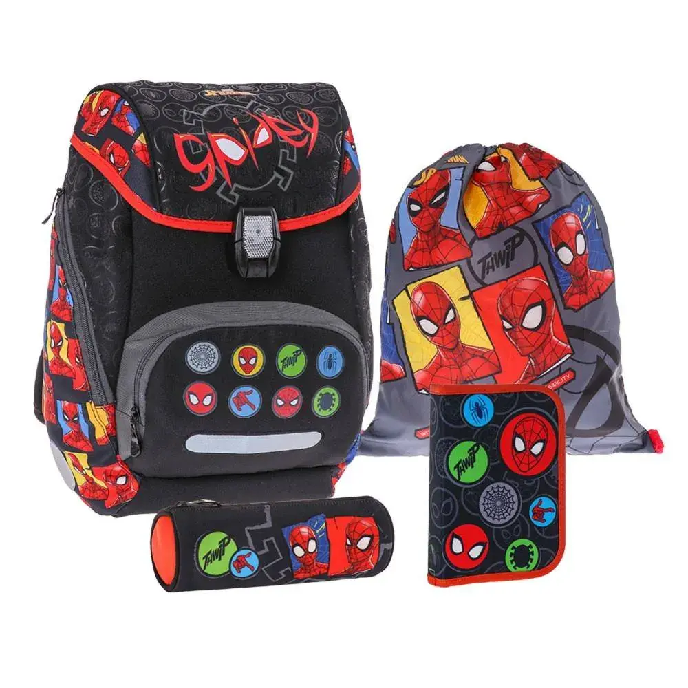 Best Buy Set Školski ranac za dečake Logic set Spider- Man Badge, Torba za patike i 2 Pernice, Crno-crveni