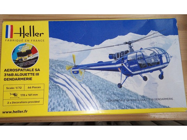 maketa helikopter Alouette 1/72 Heller