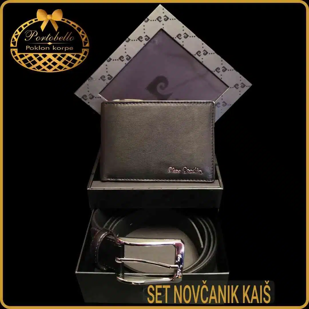 Set novčanik kaiš crni