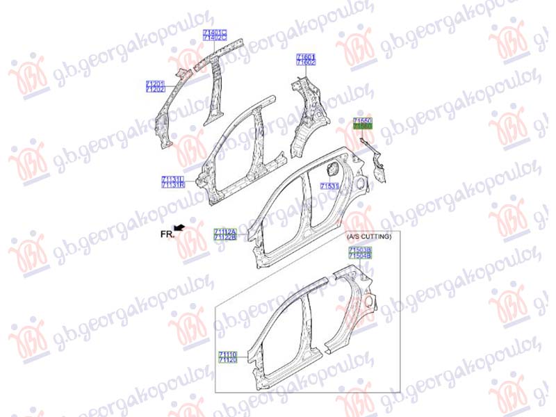 OKVIR STOP LAMPE (O) Desna str. HYUNDAI i10 (2013-2016) (OEM: 71560-B9000, 71560B9000)