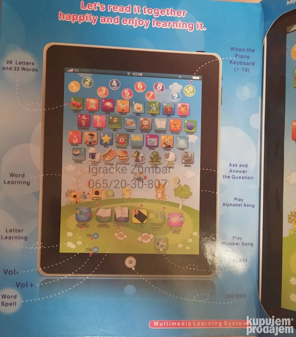 Veliki 24cm Touch screen edukativni tablet