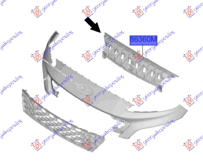 NOSAC PVC MASKE GORNJI (O) HYUNDAI KONA (2020-2023) (OEM: 86360-J9CA0, 86360J9CA0)