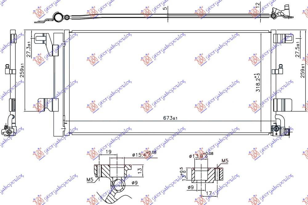 HLADNJAK KLIME 2.0 TFSi BENZIN (678x335x12) – AUDI A4 (2019-) (OEM: 8W0816421, 8W0816421H)