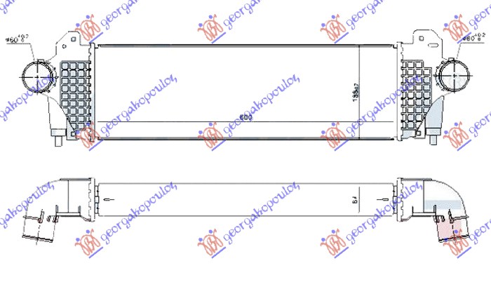 HLADNJAK INTERKULERA 3.0 TD (600x190x64) IVECO DAILY (2014-) (OEM: 5801255806, 5801255844, 5801526779)