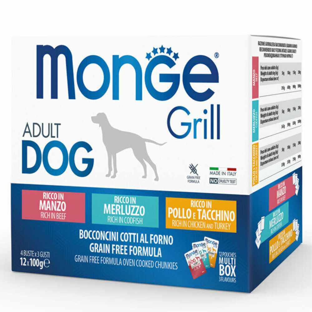 Monge Grill Dog Mix sos za pse - Govedina, riba i piletina 12x100g