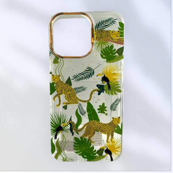 Maska print transparent za iPhone 15 pro jungle