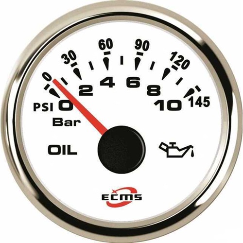 POKAZIVAČ PRITISKA ULJA 30 BARA ECMS – WHITE CHROME