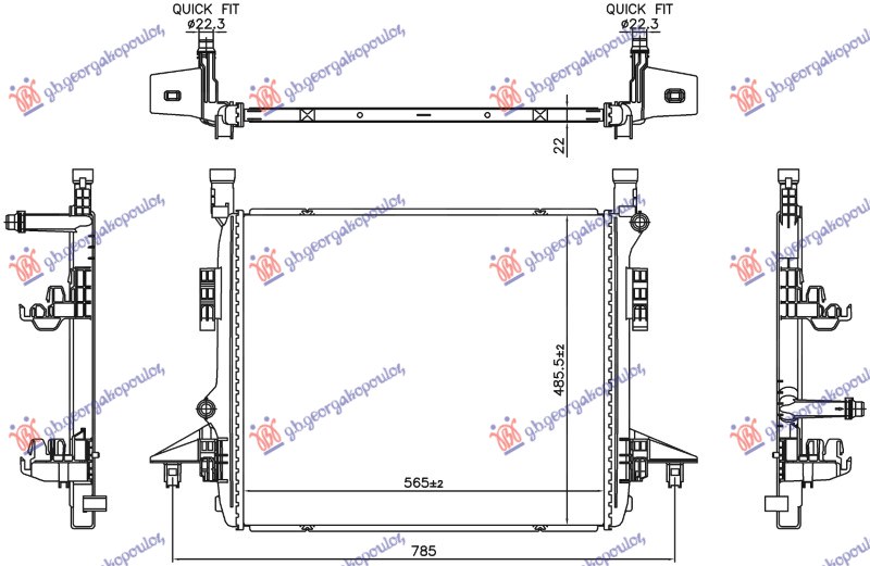 HLADNJAK MOTORA (565x485x22) (OEM: 1EA121251B)