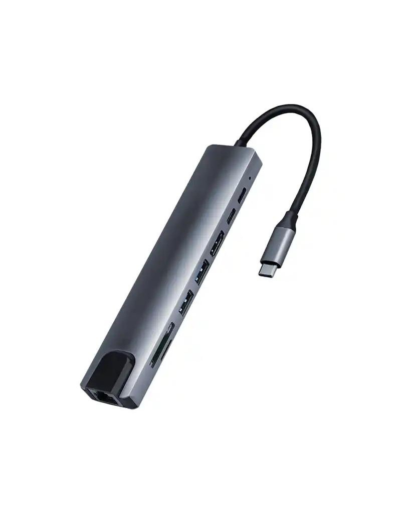 Adapter konverter Tip C- HDMI/2xUSB 3-0/TF/SD/2xTip C/RJ45 Linkom