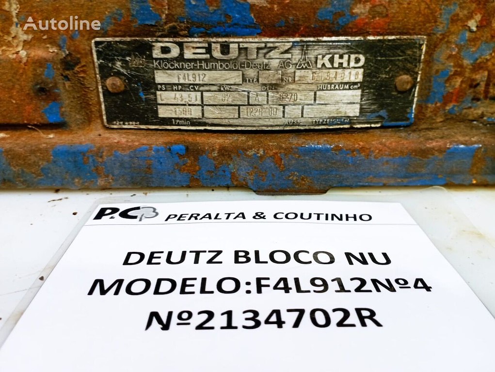 Deutz F4L912 Bloco do Motor 2134702R blok cilindara za Deutz kamiona