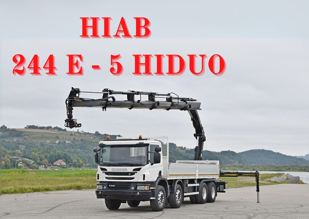 Scania P 410 * HIAB 244 E - 5 HIPRO + FUNK * 8x4 * TOP kamion s ravnom platformom