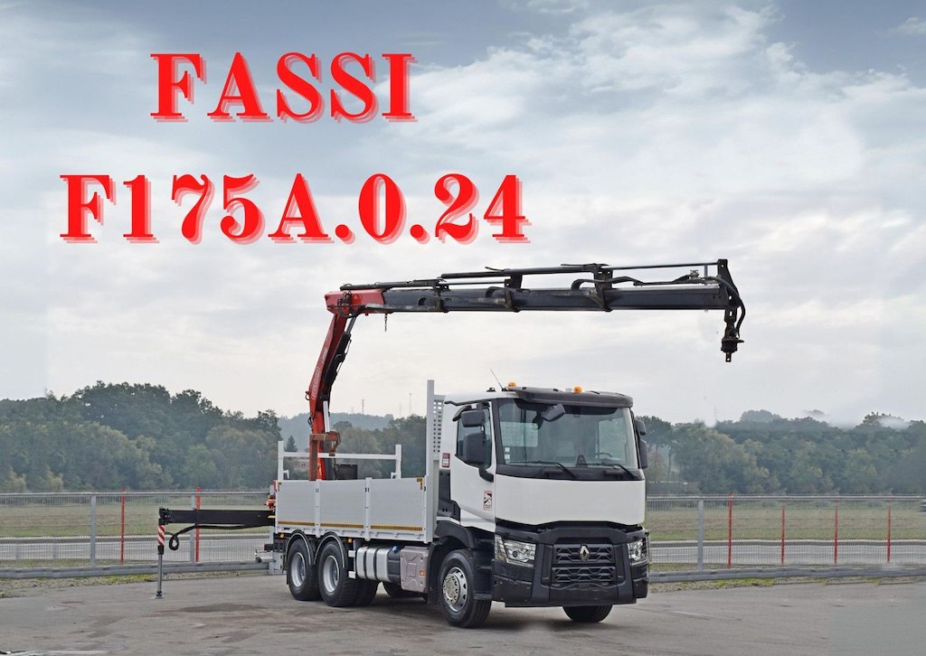 Renault C 380*PRITSCHE 5,45m*FASSI F175A.0.22+ FUNK/6x4 kamion s ravnom platformom