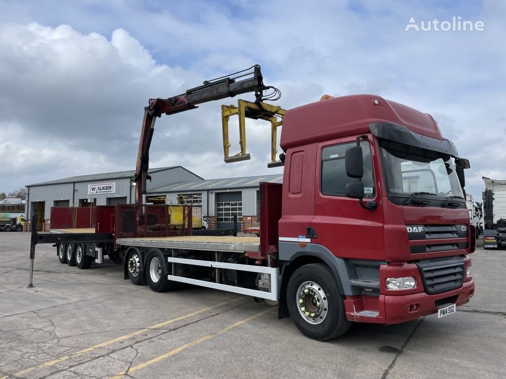 DAF CF85 460 EURO 5 SPACE CAB 6X2 BRICK GRAB DRAWBAR OUTFIT – 2014 – kamion s ravnom platformom