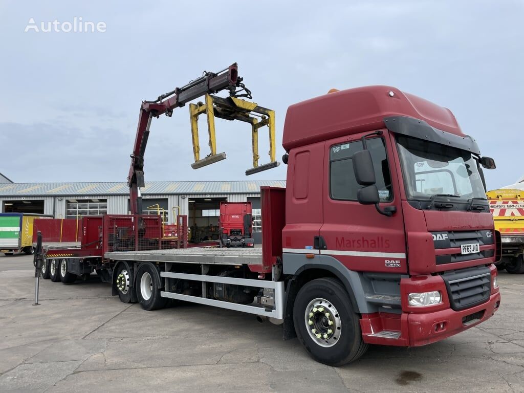 DAF CF85 460 EURO 5 SPACE CAB 6X2 BRICK GRAB DRAWBAR OUTFIT – 2013 – kamion s ravnom platformom