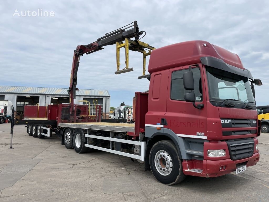 DAF CF85 460 EURO 5 SPACE CAB 6X2 BRICK GRAB DRAWBAR OUTFIT – 2014 – kamion s ravnom platformom