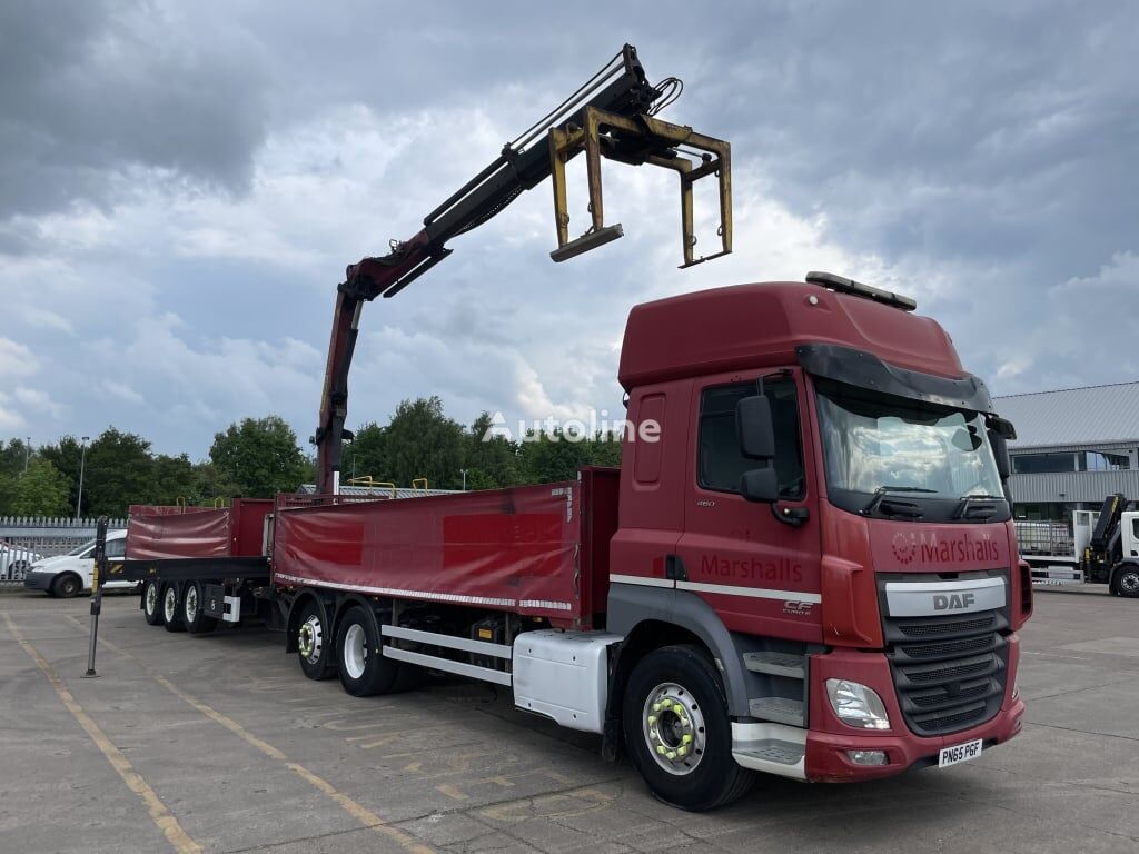 DAF CF 460 *EURO 6* SPACE CAB 6X2 BRICK GRAB DRAWBAR OUTFIT – 2015 – kamion s ravnom platformom