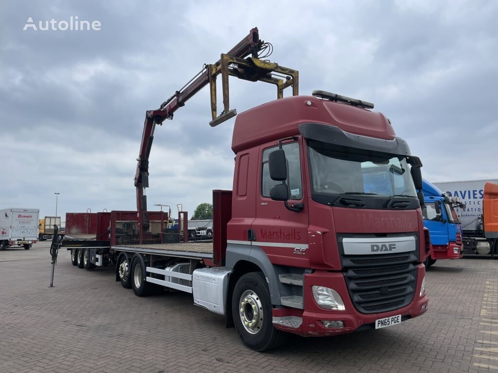 DAF CF 460 *EURO 6* SPACE CAB 6X2 BRICK GRAB DRAWBAR OUTFIT – 2015 – kamion s ravnom platformom