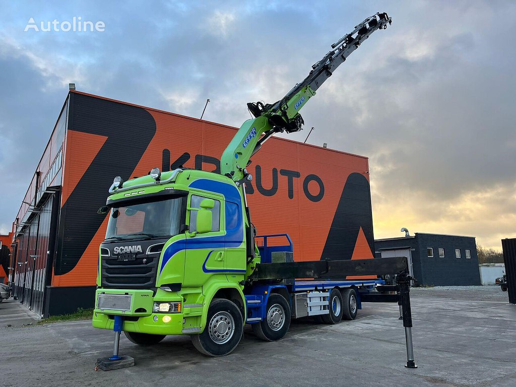 Scania R 520 8x2*6 EFFER 685/6S / WINCH / JIB CONNECTION / PLATFORM L=6 kamion s ravnom platformom