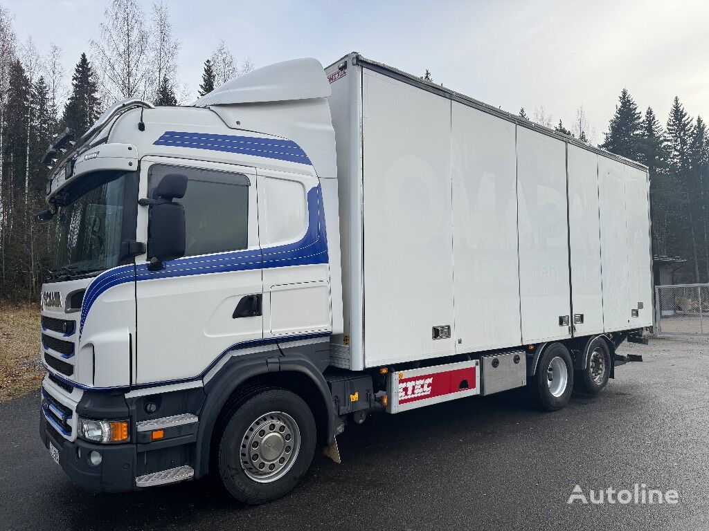 Scania R560 6x2*4 sivu ja kattoaukeava kori kamion furgon