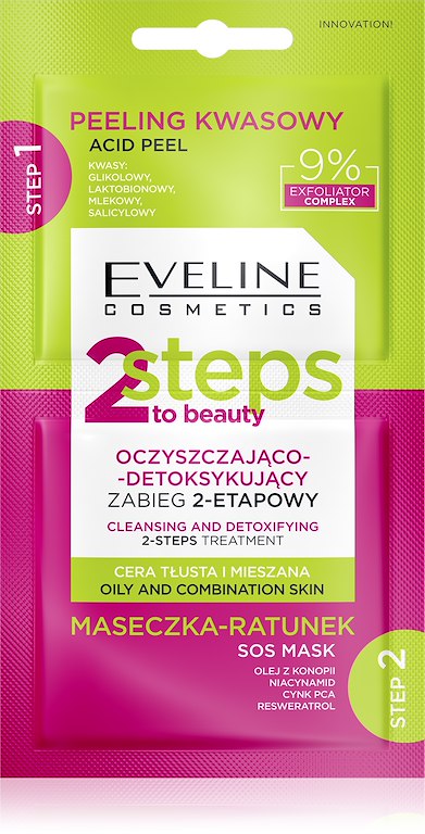 EVELINE - 2 STEPS TO BEAUTY Moisturizing and illuminating treatment 2X4ml