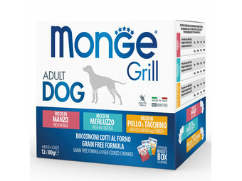 Monge Grill Dog Mix sos za pse - Govedina, riba i piletina 12x100g