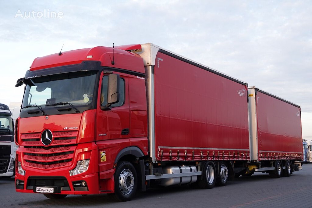 Mercedes-Benz ACTROS 2548 / ZESTAW TANDEM 120 M3 / PRZEJAZDOWY / BIG SPACE / I kamion sa klizna zavesa cerada + prikolica sa kliznom ceradom