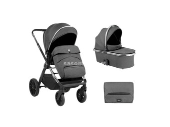 KikkaBoo Kolica Tiffany 3in1 premium set sa autosedištem I-Trail I-size i tvrdom korpom Dark Grey...