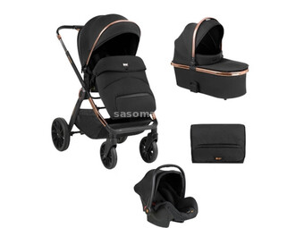 KikkaBoo Kolica Tiffany 3in1 premium set sa autosedištem I-Trail I-size i tvrdom korpom Black (K...