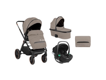 KikkaBoo Kolica Tiffany 3in1 premium set sa autosedištem I-Trail I-size i tvrdom korpom Beige (KK...