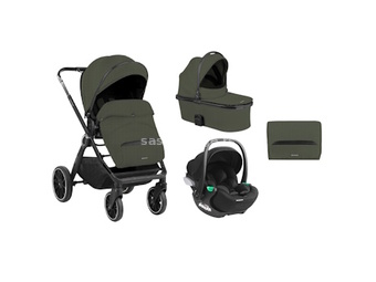 KikkaBoo Kolica Tiffany 3in1 premium set sa autosedištem I-Trail I-size i tvrdom korpom Army Gree...